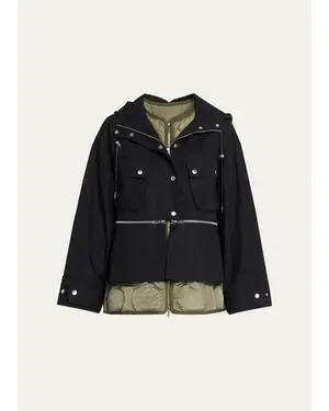 3.1 Phillip Lim Convertible Utility Vest Parka Jacket - Black/olive