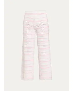LoveShackFancy Clarabeth Striped Crochet Pants