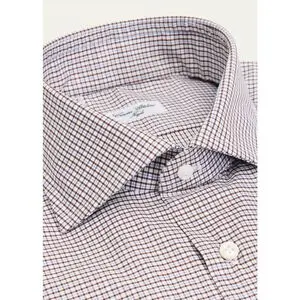 Cesare Attolini Cotton And Cashmere Micro-plaid Button-down Shirt
