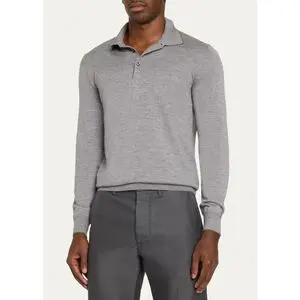 Cesare Attolini Cashmere And Silk Tipped Polo Sweater - Silver