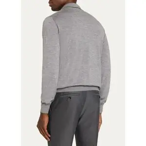 Cesare Attolini Cashmere And Silk Tipped Polo Sweater - Silver