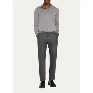 Cesare Attolini Cashmere And Silk Tipped Polo Sweater - Silver