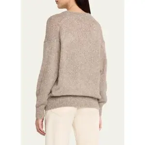 Brunello Cucinelli Winter Glow Paillette Mohair V-neck Sweater