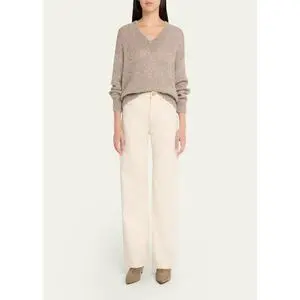 Brunello Cucinelli Winter Glow Paillette Mohair V-neck Sweater