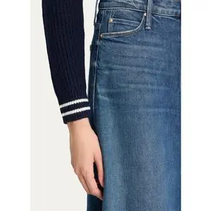 MOTHER The Circle Frayed Denim Midi Skirt