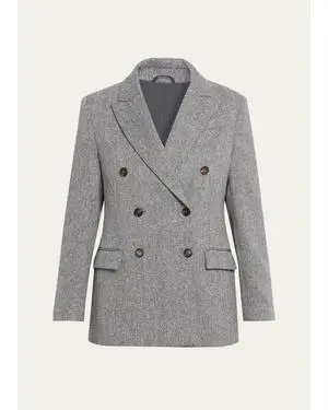 Brunello Cucinelli Wool-mohair Herringbone Blazer