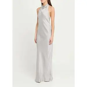 Brunello Cucinelli Fluid Silk Satin Cowl Halter Gown
