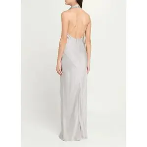 Brunello Cucinelli Fluid Silk Satin Cowl Halter Gown