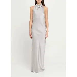 Brunello Cucinelli Fluid Silk Satin Cowl Halter Gown