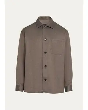 Brioni Mouline Gabardine Overshirt - Grey Multi