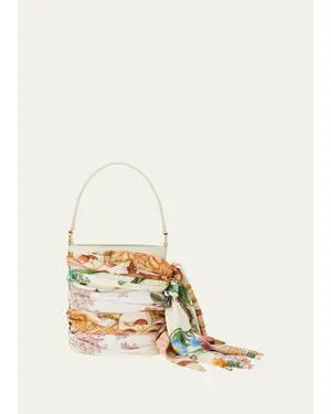 FERRAGAMO Scarf-wrapped Leather Bucket Bag