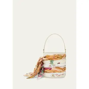 FERRAGAMO Scarf-wrapped Leather Bucket Bag