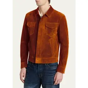 TOM FORD Suede Snap-front Western Jacket - Rust