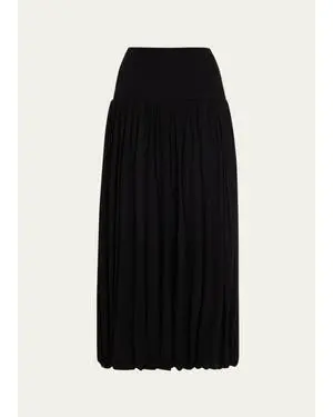 TOTEME Soft Gathered Bubble-hem Midi Skirt - Black