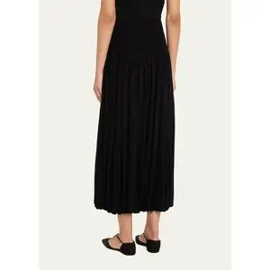 TOTEME Soft Gathered Bubble-hem Midi Skirt - Black