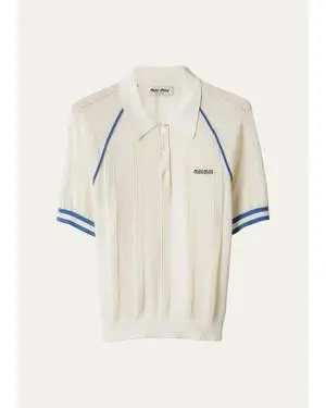 Miu Miu Contrast-striped Cotton-blend Polo Shirt