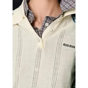 Miu Miu Contrast-striped Cotton-blend Polo Shirt