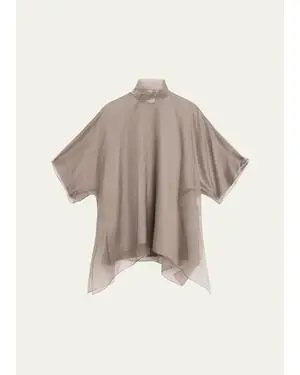 Brandon Maxwell Cali Scarf-neck Silk Organza Blouse - Smoke