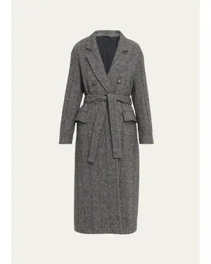 Brunello Cucinelli Macrocheck Alpaca Long Coat