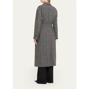 Brunello Cucinelli Macrocheck Alpaca Long Coat