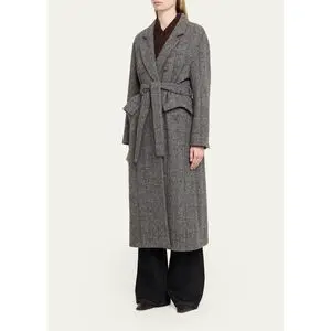 Brunello Cucinelli Macrocheck Alpaca Long Coat
