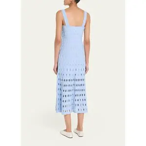 Simkhai Christina Knit Twist-front Midi Dress - Tidepool