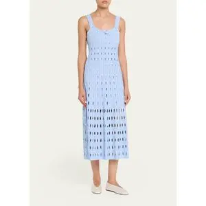 Simkhai Christina Knit Twist-front Midi Dress - Tidepool