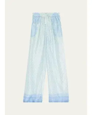 SHANI SHEMER Macey Wide-leg Drawstring Pants - Aqua Shell