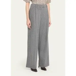 Brunello Cucinelli Sparkling Wool Herringbone Trousers