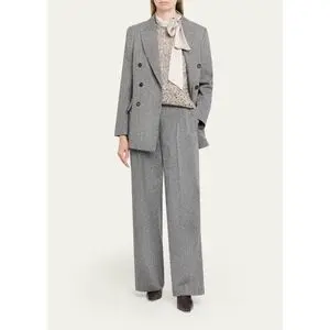Brunello Cucinelli Sparkling Wool Herringbone Trousers
