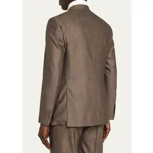 Brioni Tonal Stripe Herringbone Double-breasted Suit