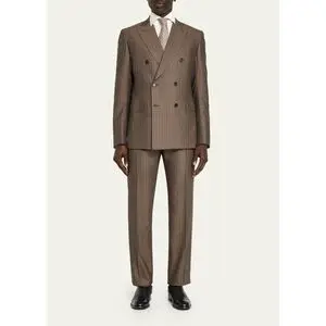 Brioni Tonal Stripe Herringbone Double-breasted Suit