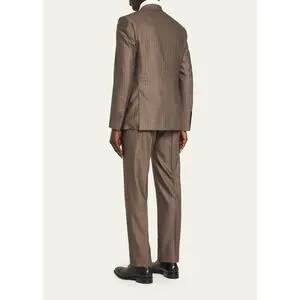 Brioni Tonal Stripe Herringbone Double-breasted Suit