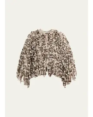 Brunello Cucinelli Embellished Curly Mohair Cape