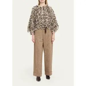 Brunello Cucinelli Embellished Curly Mohair Cape