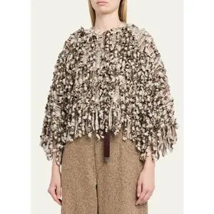 Brunello Cucinelli Embellished Curly Mohair Cape