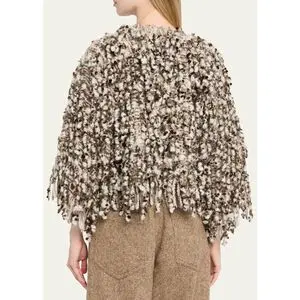 Brunello Cucinelli Embellished Curly Mohair Cape