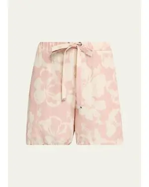 Moncler Floral-print Drawstring Shorts