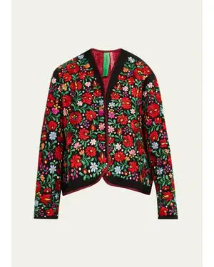 Rianna + Nina Floral Embroidered Mini Blouson Jacket