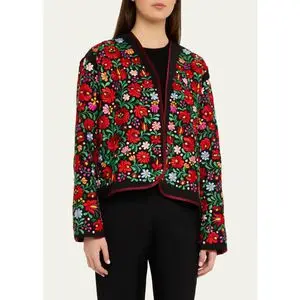 Rianna + Nina Floral Embroidered Mini Blouson Jacket