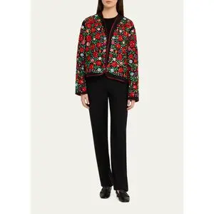 Rianna + Nina Floral Embroidered Mini Blouson Jacket