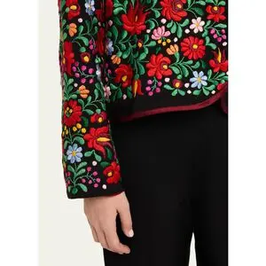 Rianna + Nina Floral Embroidered Mini Blouson Jacket