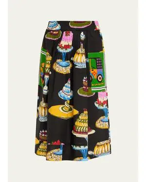 Rianna + Nina Printed Pocket Pleated Midi Pull-on Skirt