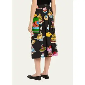 Rianna + Nina Printed Pocket Pleated Midi Pull-on Skirt