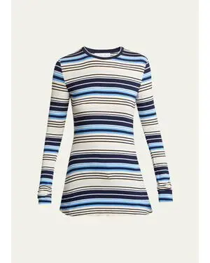 Proenza Schouler White Label Mae Top In Striped Jersey - Sky Multi