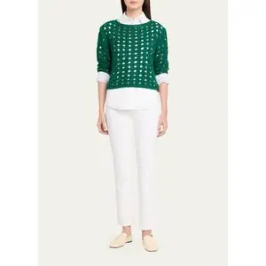 Lafayette 148 New York Linen-silk Chainette Basket Stitch Sweater