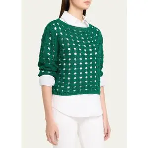 Lafayette 148 New York Linen-silk Chainette Basket Stitch Sweater