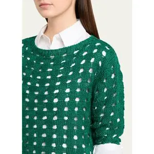 Lafayette 148 New York Linen-silk Chainette Basket Stitch Sweater