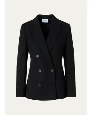 Akris Wool Tricotine Double-breasted Jacket - Black