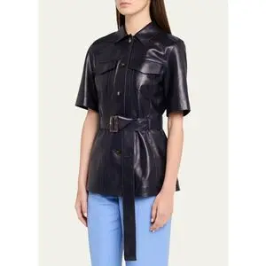 Lafayette 148 New York Belted Leather Jacket